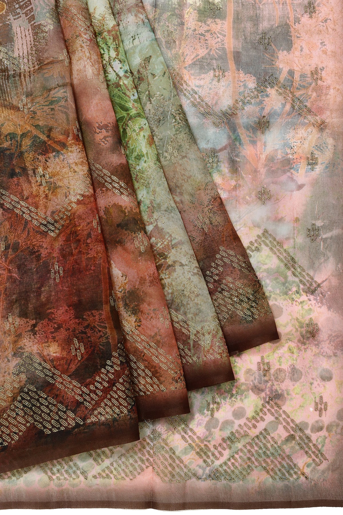 Olive Green Organza Silk Saree