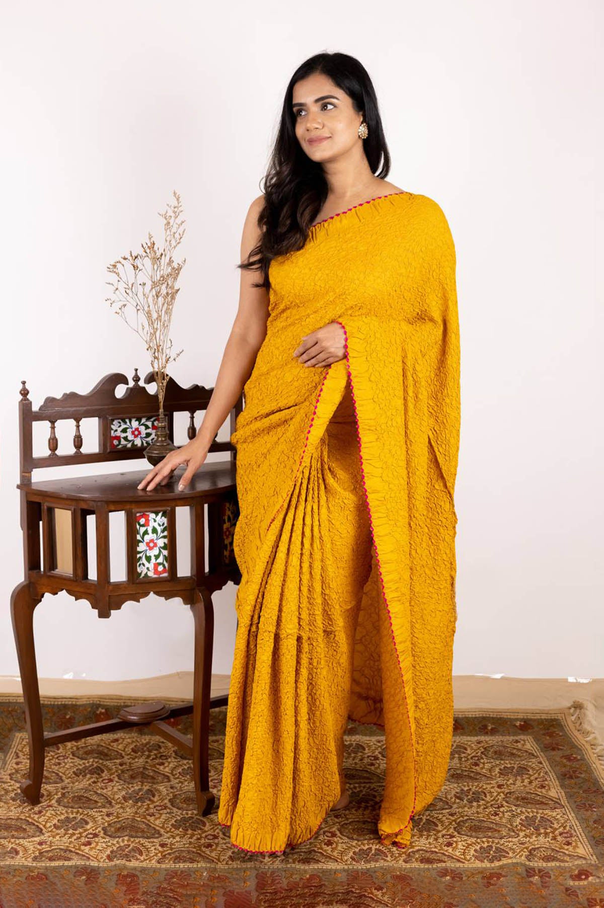 Turmeric Yellow Bandhani Saree